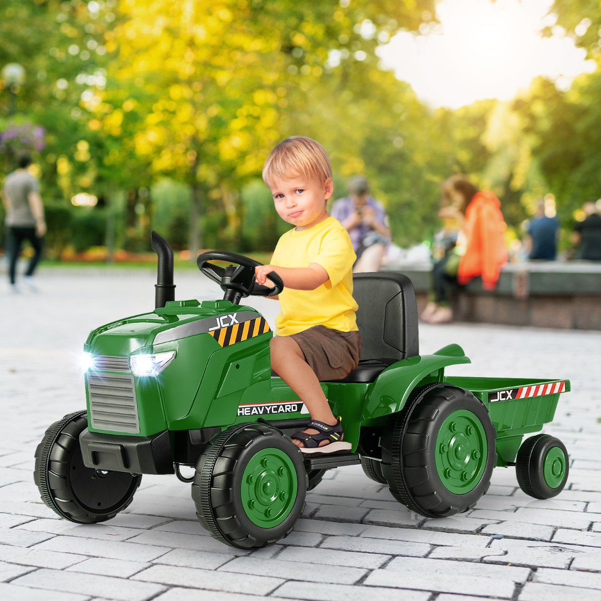 12v Kids Ride On Tractor With Trailer With Remote Control And Lights ...