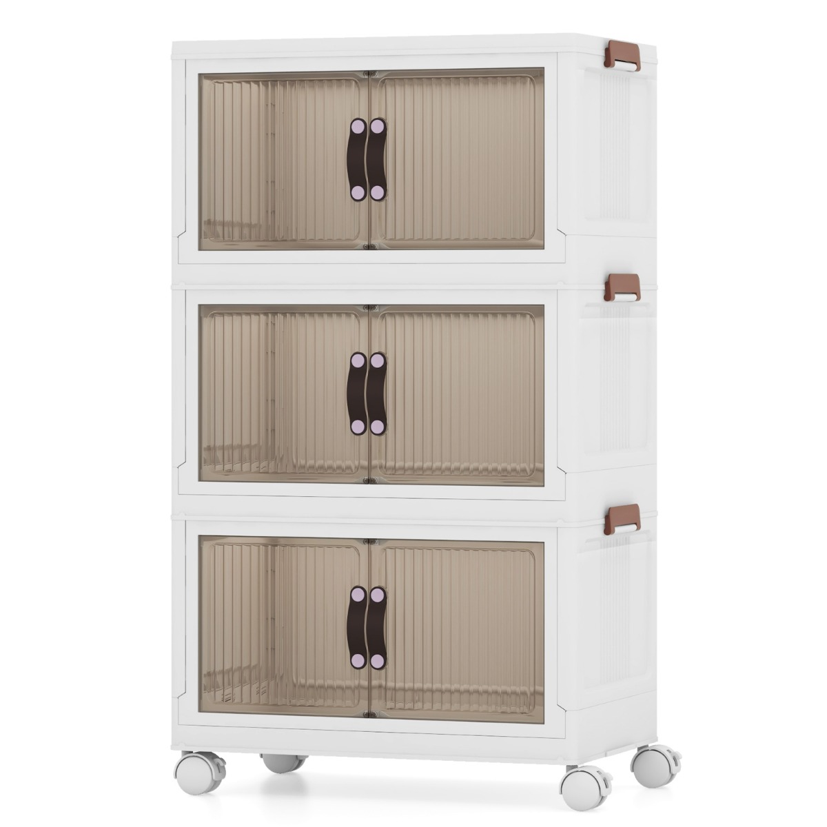 255 Gal Storage Bins With Magnetic Doors And Lockable Casters White ...