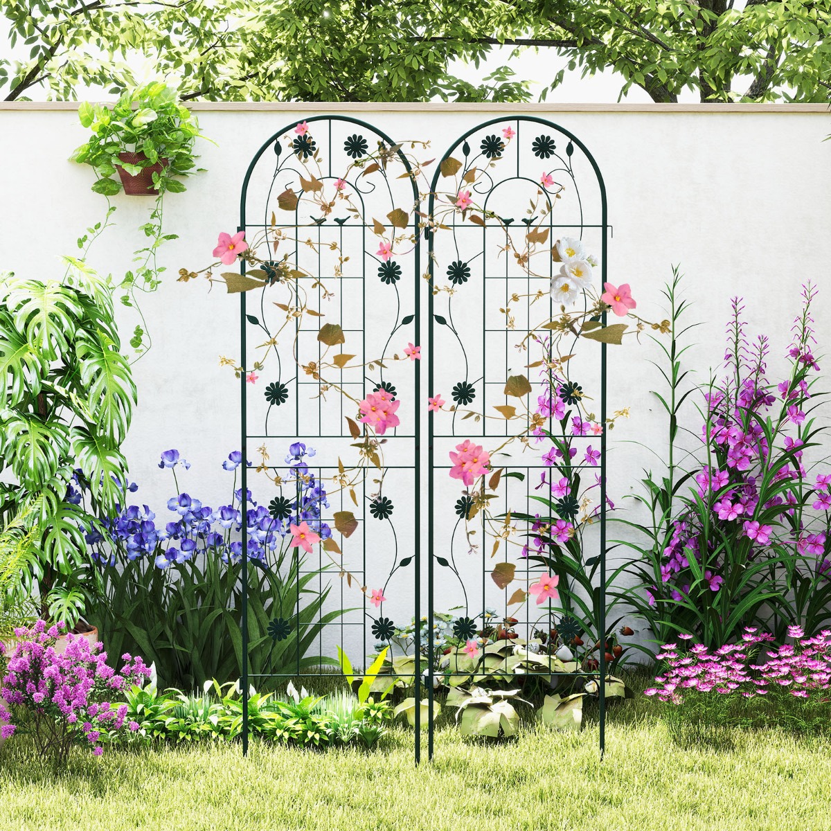 24 Pack Metal Garden Trellis 180 Cm X 50 Cm Wire Lattice Panel Green 2 ...