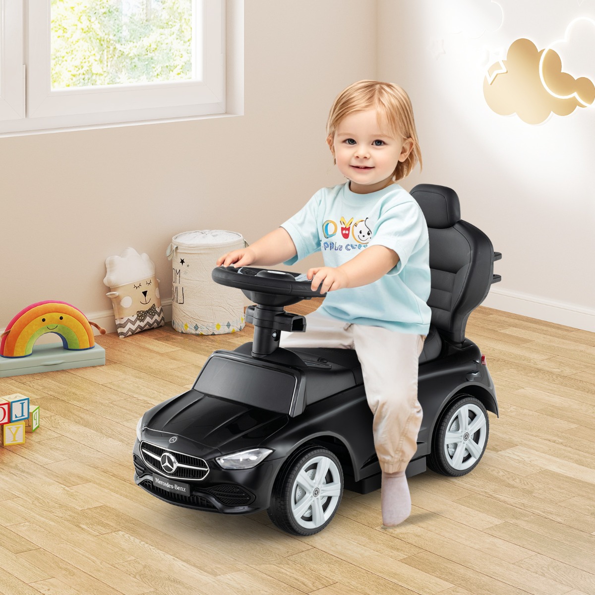 3 In 1 Ride On Push Car With Adjustable Canopy And Steering Push Bar ...