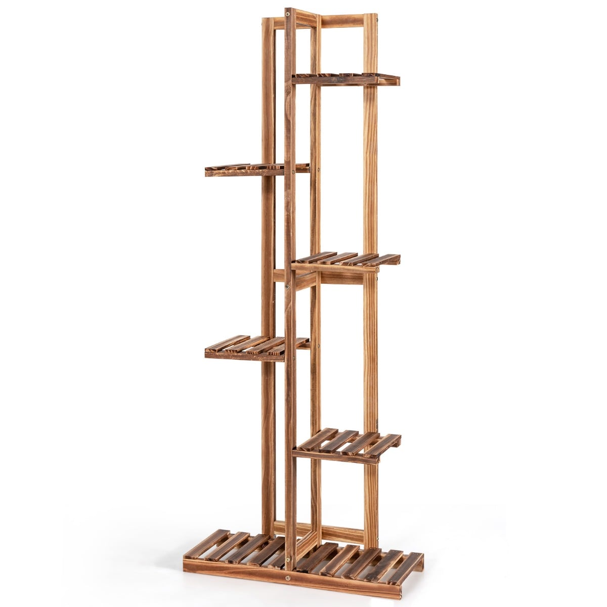 6 Tier Wood Plant Stand With Anti Tilting Device And Multifunctional ...