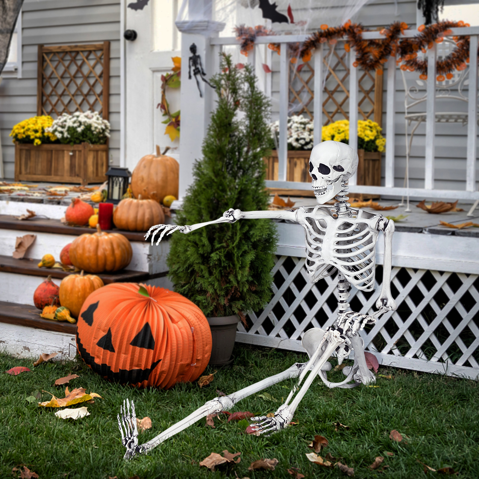 Halloween Life Size Full Body Skeleton Festival Skeleton Prop ...