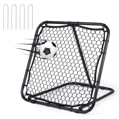 101 x 101 cm Football Rebounder with 7 Adjustable Angles and 4 Ground ...