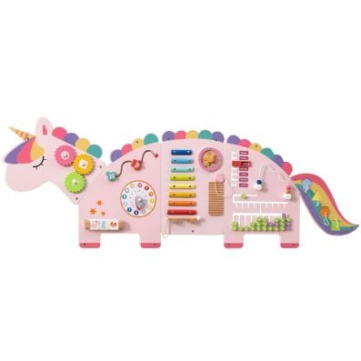 11-in-1 Unicorn Activity Wall Busy Board Panels for Toddlers - Costway