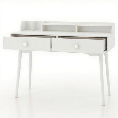 120 CM Writing Desk with Hutch and Drawers for Bedroom - Costway