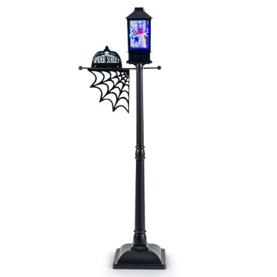 155 cm Halloween Lamp Post Sound-Activated with Black Snowy Effects ...