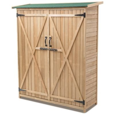 2-Door Waterproof Lockable Outdoor Storage Shed - Costway