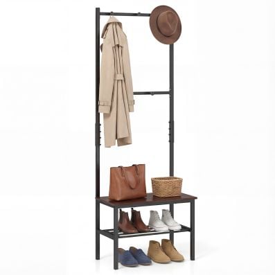 3-in-1 Freestanding Entryway Bench with Hooks and Shoe Storage for ...