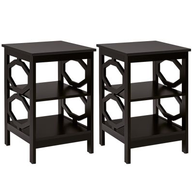 3-Tier Bedside Table with Storage Shelves for Living Room Bedroom Set ...
