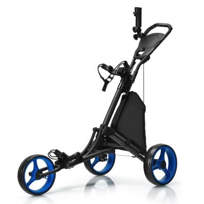 3 Wheel Golf Push Pull Cart with Adjustable Height Handle - Costway