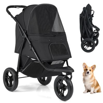 3-Wheel Pet Stroller for Small and Medium Dogs with All-Terrain Wheels ...