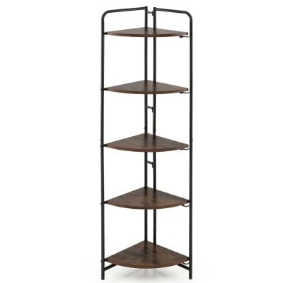 5-Tier Folding Corner Shelf Freestanding Open Display Rack - Costway