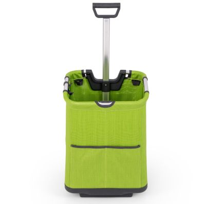 50L Folding Shopping Cart with 3 Pockets and Retractable Handlebar ...