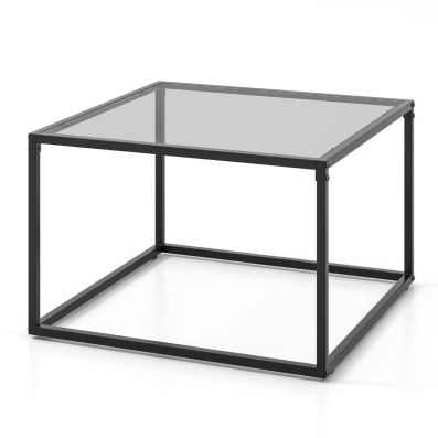 70 CM Modern Square Coffee Table with Metal Frame - Costway