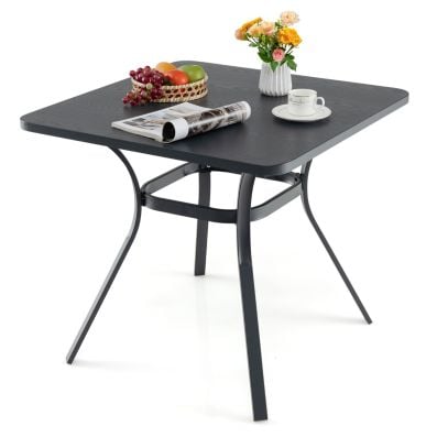 80cm Patio Metal Square Table for Dining with 4 Curved Legs - Costway