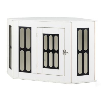 Corner Dog Crate Furniture Metal Side Table for Small Dogs - Costway