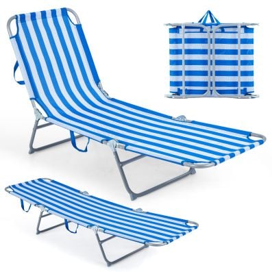 Foldable Sun Lounger Recliner with 4-Position Adjustable Backrest and ...