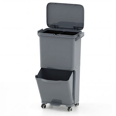 Trash Can with 2 Removable Bins and Tilting Compartment for Kitchen ...