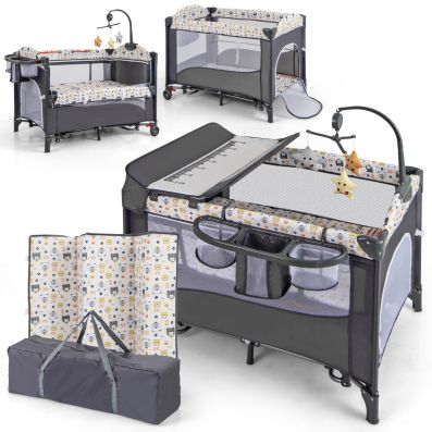 6-in-1 Baby Bed Travel Cot Foldable Playpen with Changing Table - Costway