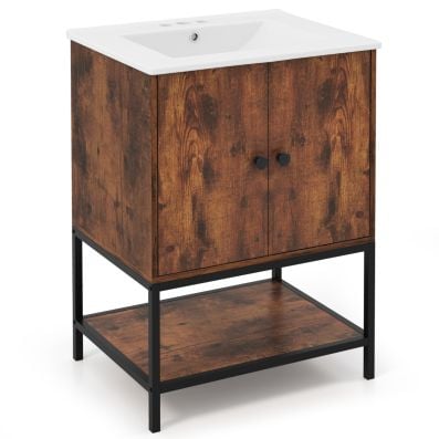 Bathroom Vanity Unit with Basin and Ceramic Sink - Costway