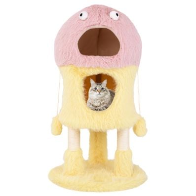 Cute Monster-Themed Cat Tower with 2 Private Condos - Costway