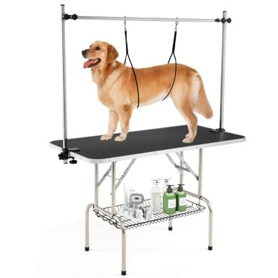 Foldable Dog Grooming Table with Height Adjustable Arms and Mesh Tray ...