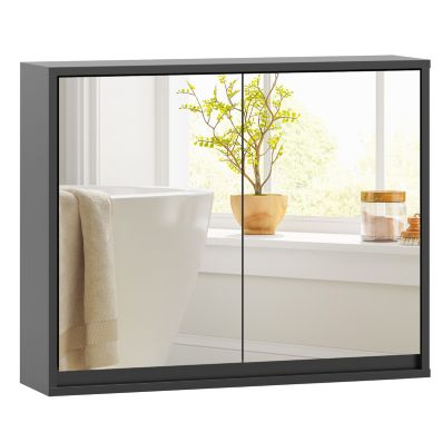 Double Mirrored Door Cabinet with Storage Shelf for Bathroom - Costway