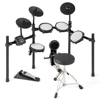 Electric Drum Set Foldable Drum Kit with 21 CM Mesh Drum Pads - Costway