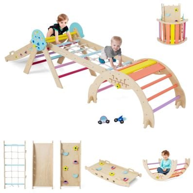 8-in-1 Foldable Climbing Toys with Ramp and Climbing Rope for Toddlers ...
