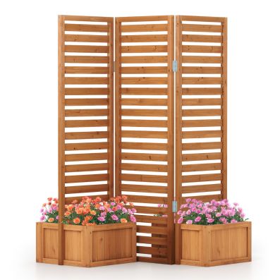 Freestanding Decorative Privacy Screen with 3 Hinged Panels - Costway