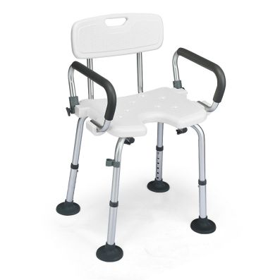 Shower Stool with Removable Arm and Back Rests - Costway