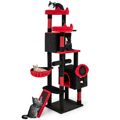 Gothic Cat Tree for Indoor Cats with 2 Cat Condos and 2 Plush Perches ...