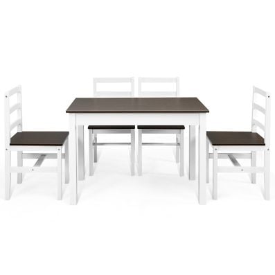 Modern Table and Chairs Set with Solid Pine Wood Legs for Dining Room ...