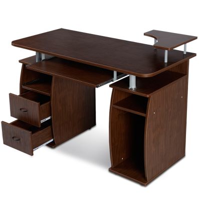 Office Workstation with 2 Drawers and Sliding Keyboard Tray - Costway