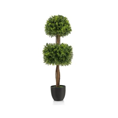 100 CM Artificial Boxwood Topiary Ball Tree with Cement-filled Plastic ...