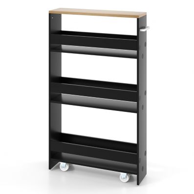 4-Tier Slide-out Rolling Slim Storage Trolley for Kitchen Dining Room ...