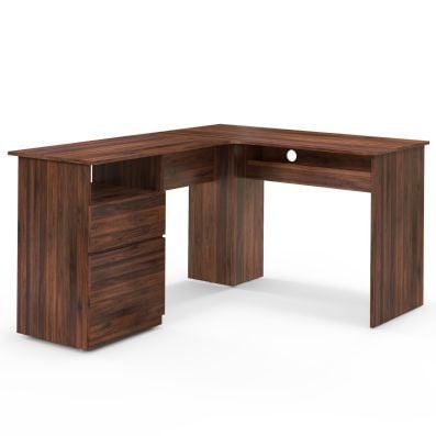 L Shaped Computer Desk with Letter File Drawer and Open Compartment ...