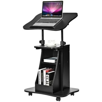 Laptop Cart Height Adjustable with Wheels - Costway