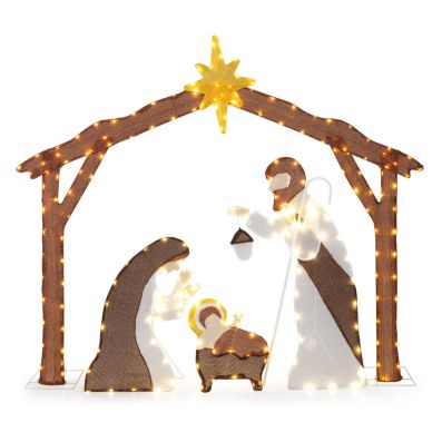 Lighted Outdoor Christmas Decoration Nativity Scene with LED Lights ...