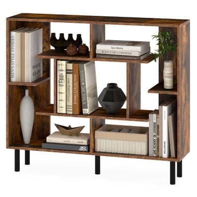 Modern Geometric Bookcase with Anti-tipping Devices - Costway