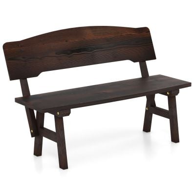 Outdoor Patio Bench with Inclined Backrest for Outside - Costway
