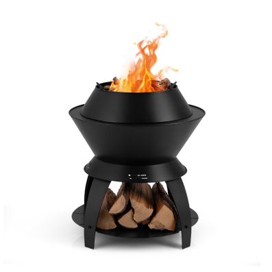 50cm Patio Fire Pit with Pot Holder and Storage Shelf - Costway