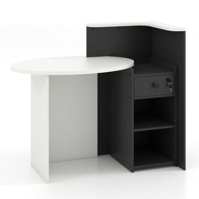Reception Desk with Lockable Drawer and Adjustable Shelf for Office ...