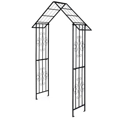 Roof-shaped Top Garden Arbor Garden Trellis Pergola with Side Crossbars ...