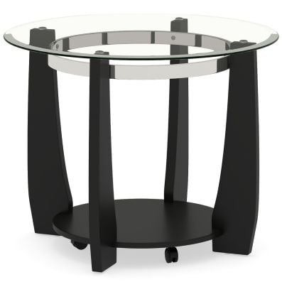 81CM 2-Tier Round Center Table with Storage Shelf and Solid Rubber Wood ...
