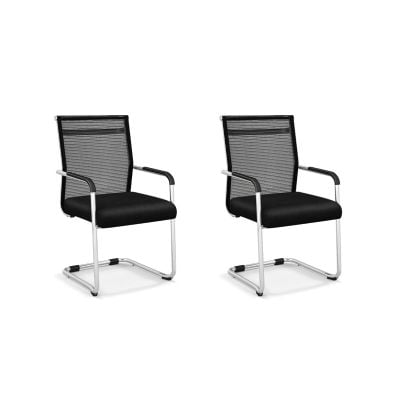 Set of 2 Executive Office Guest Chairs with Metal Sled Base - Costway