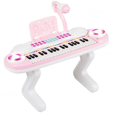 37-Key Kids Electronic Keyboard with Microphone and Rhythm Light - Costway