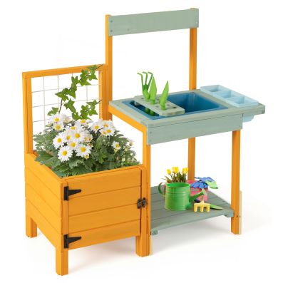 Kids Outdoor Potting Bench with Planter Box Wooden Toy Gardening Center ...