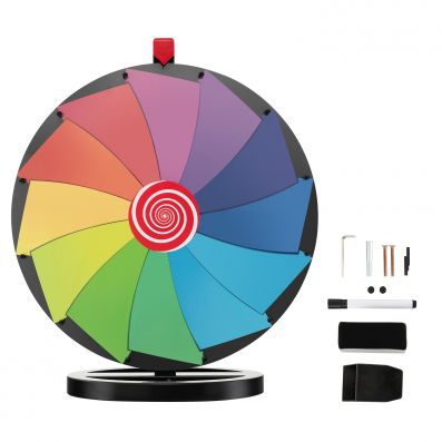 24" Colour Prize Wheel with Dry Erase Marker and Eraser - Costway