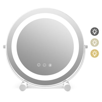 30 CM LED Light Up Round Mirror with 3 Colours and Adjustable ...
